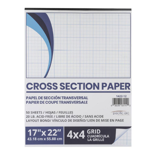 Pacific Arc Cross Section Drawing Paper 4x4 grid, 50 sheet pads, 17" x ...
