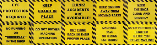 Safety Rules General Shop Safety Signs 10-Piece Set, 8" x 11" - Midwest ...
