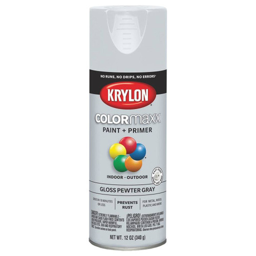 Krylon COLORmaxx Spray Paint + Primer, Gloss Pewter Gray - Midwest ...