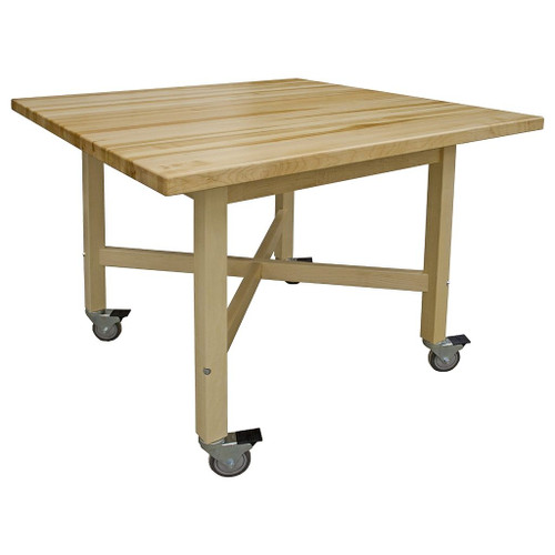 4-Student Maple Table w/ Casters, 48"x48"x36" | Midwest Technology