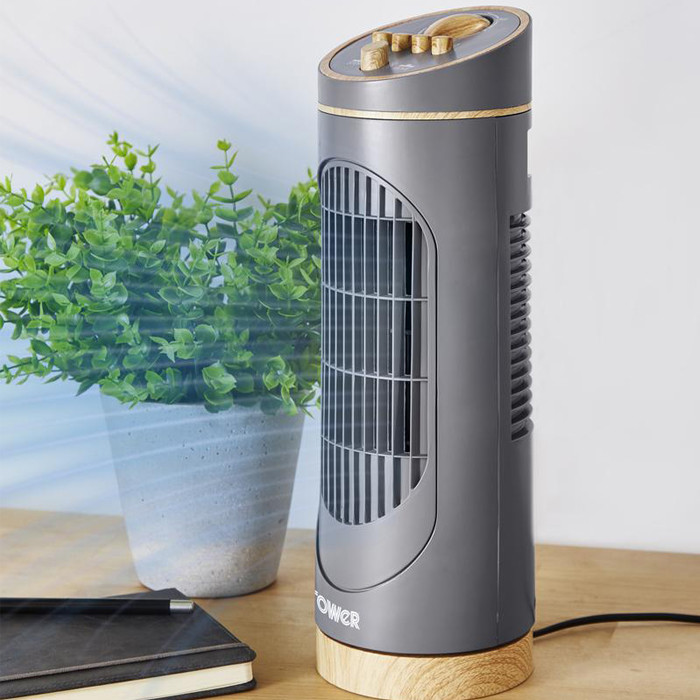 Tower Scandi Tower Fan, 14in - Grey | Charlies