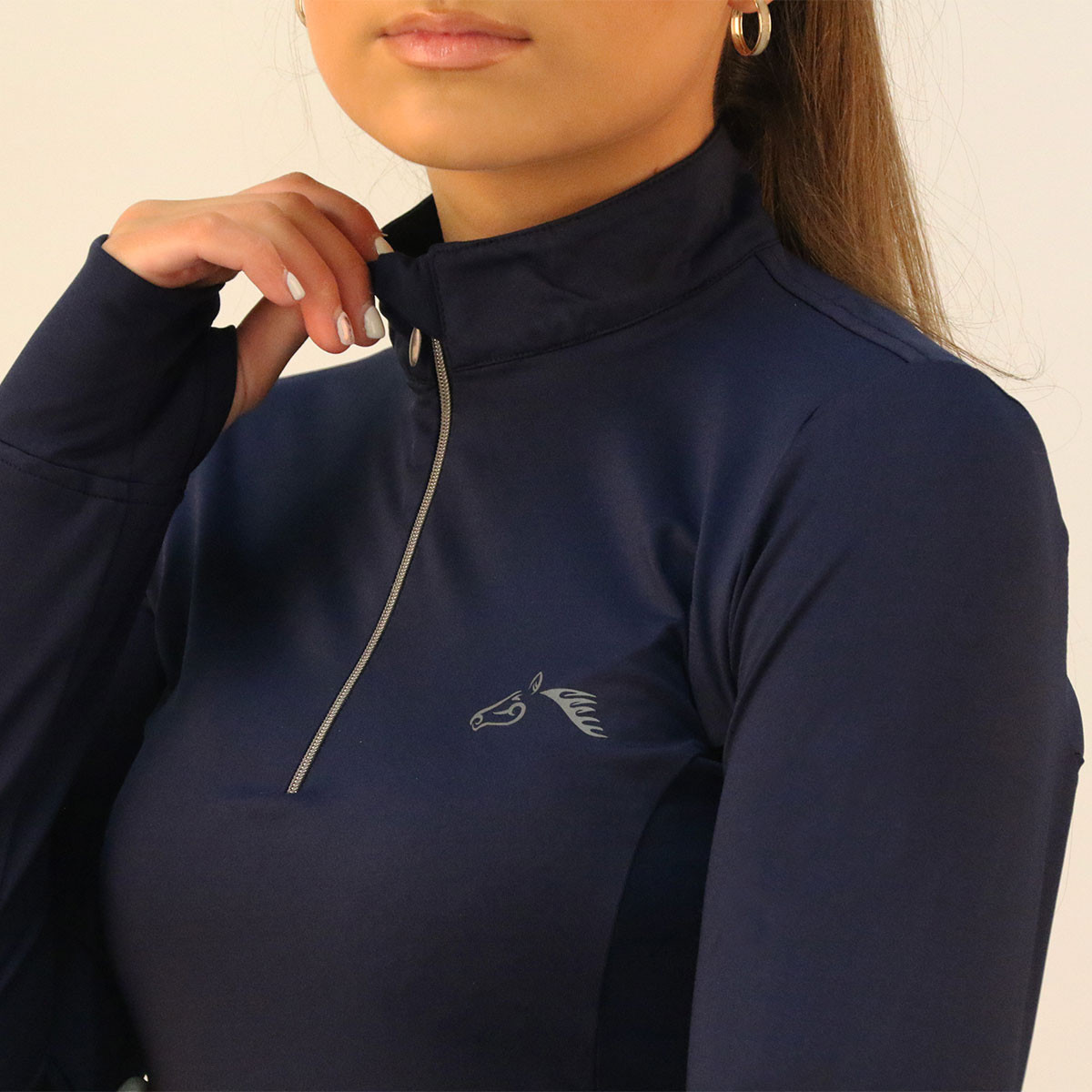 Gallop Women's Long Sleeved Quarter Zip Base Layer - Navy | Charlies