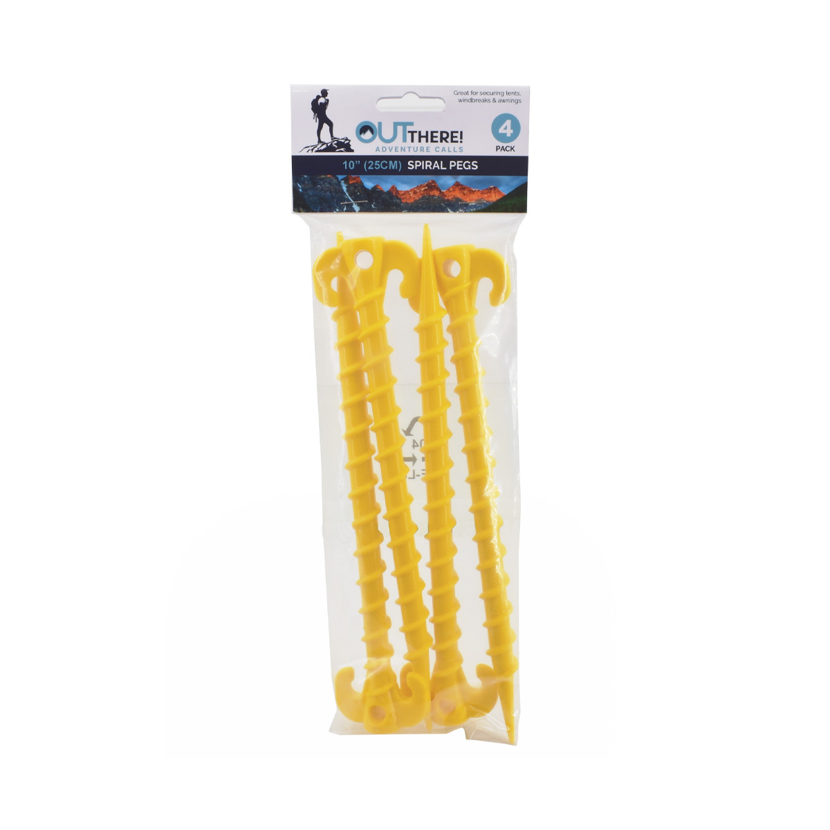 Out There Plastic Spiral Tent Pegs - 4 Pack | Charlies