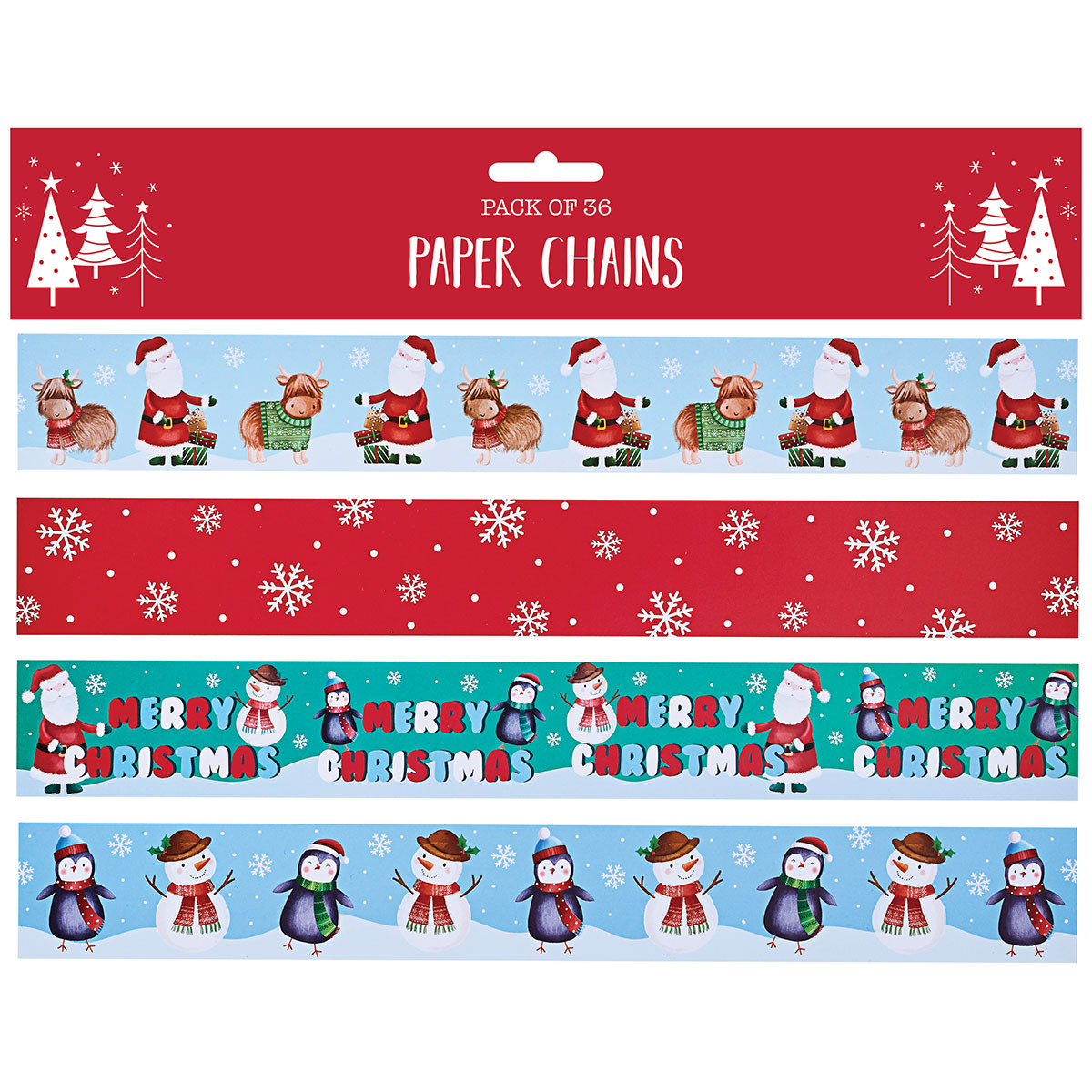 DIY Christmas Santa Snow Paper Chain Kit - Pack of 36 | Charlies