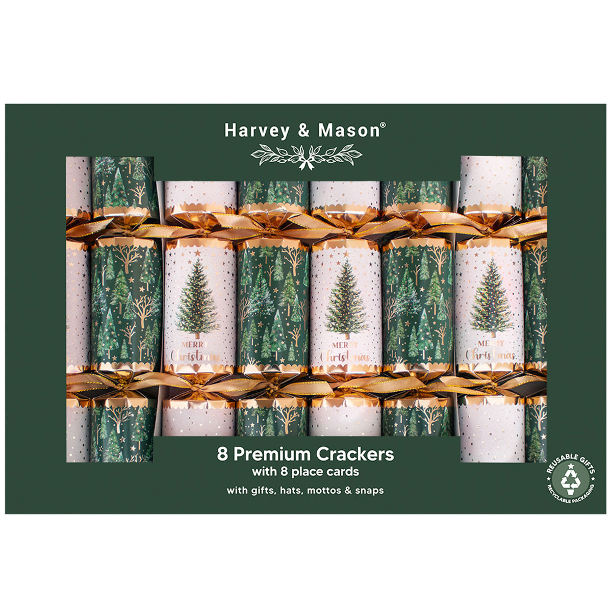 Premium Green Tree Christmas Crackers - 8 Pack | Charlies