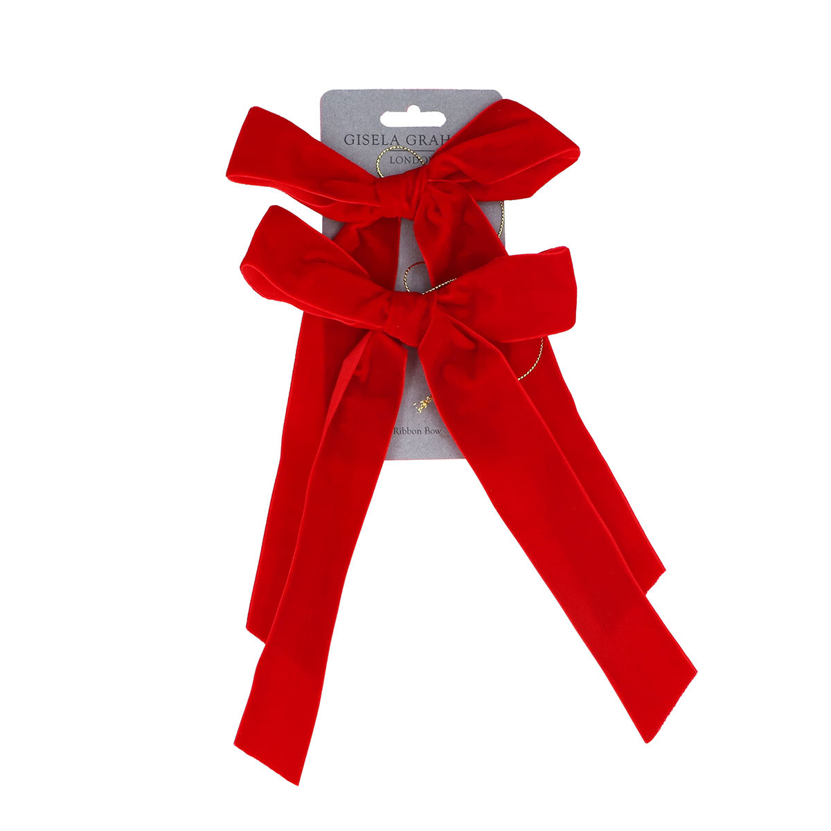 Gisela Graham 2 Red Velvet Bow Tree Decorations - 28cm | Charlies