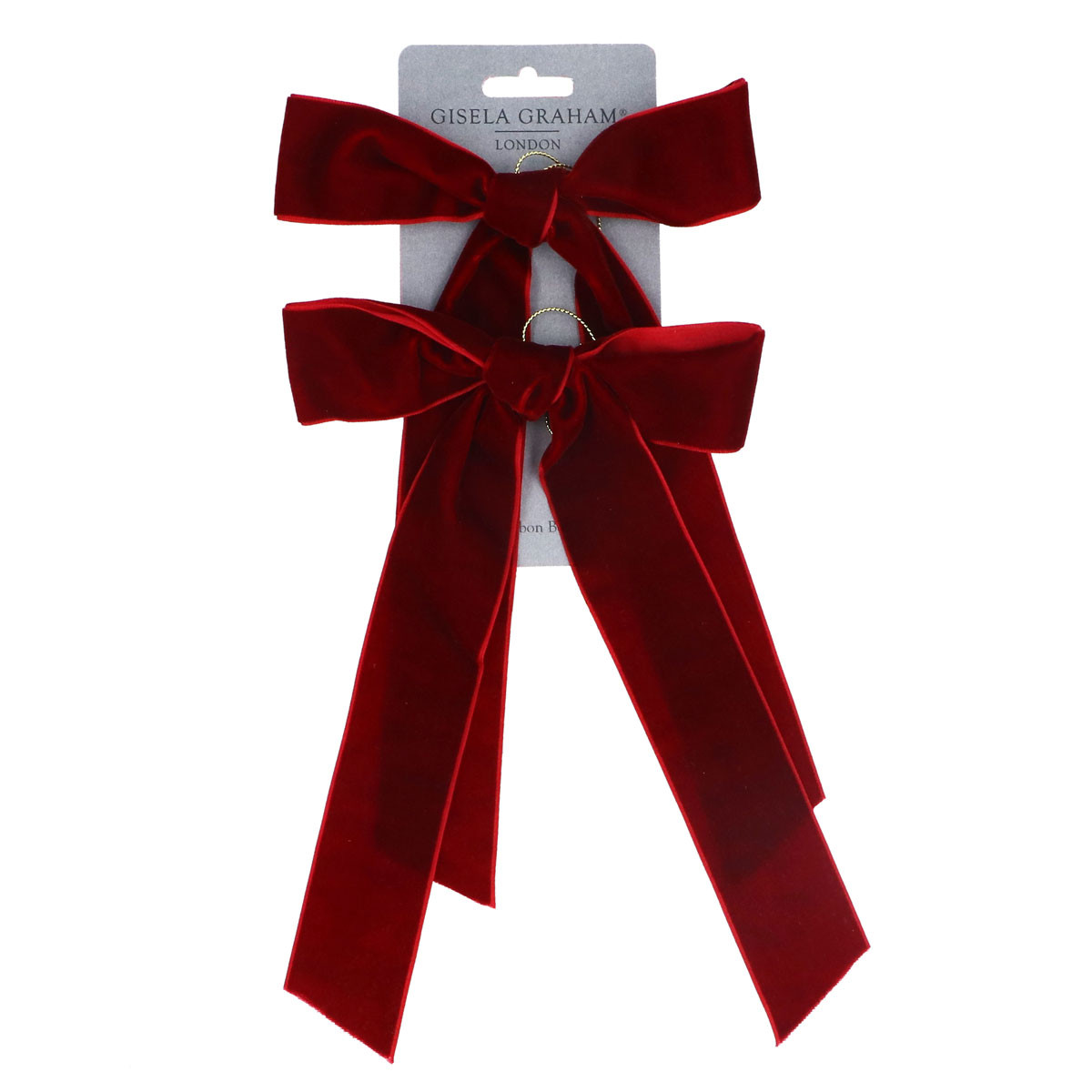 Gisela Graham 2 Plum Velvet Bow Tree Decorations - 28cm | Charlies