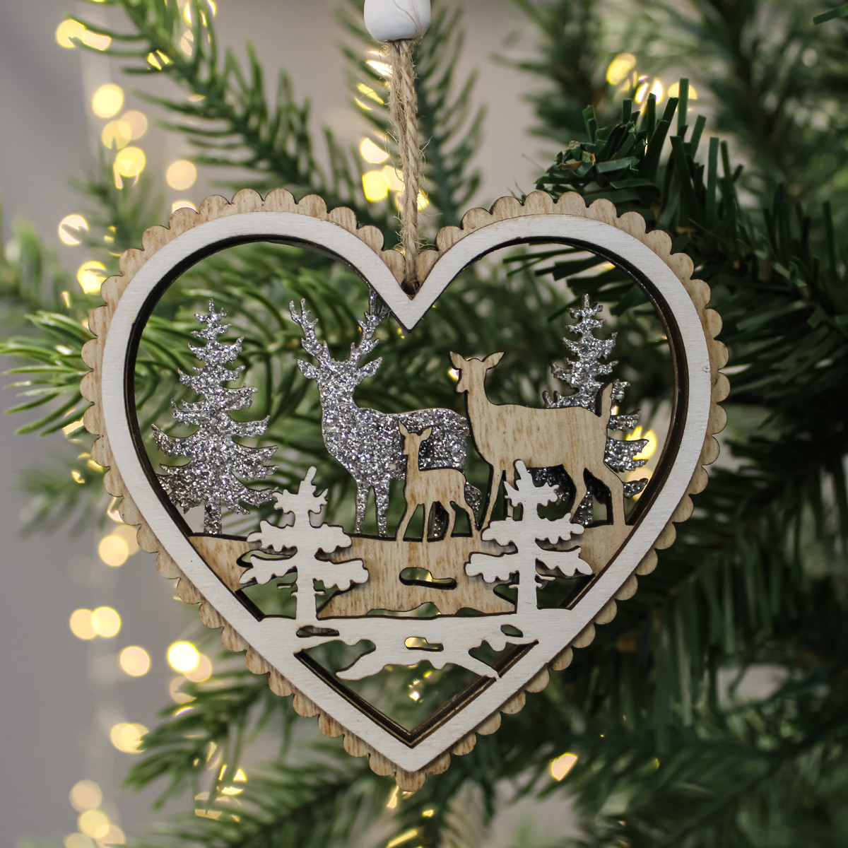 Wooden Heart Tree Decoration - 10cm | Charlies