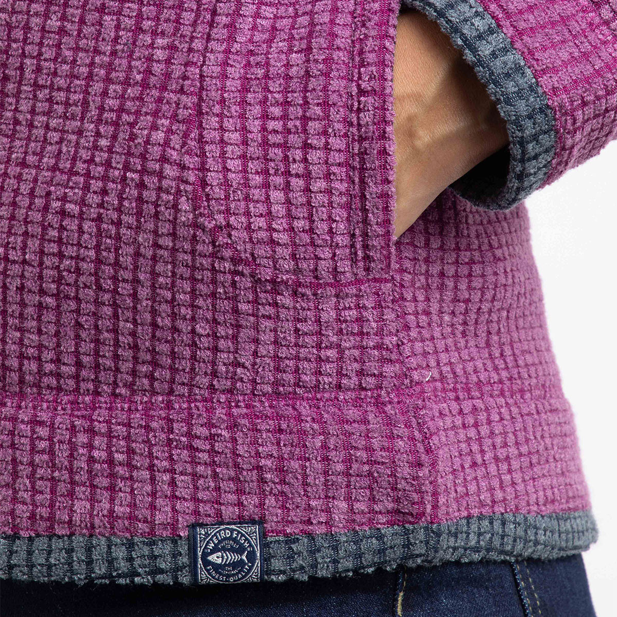 Weird Fish Women's Ariana Full Zip Eco Grid Fleece - Purple Wine | Charlies