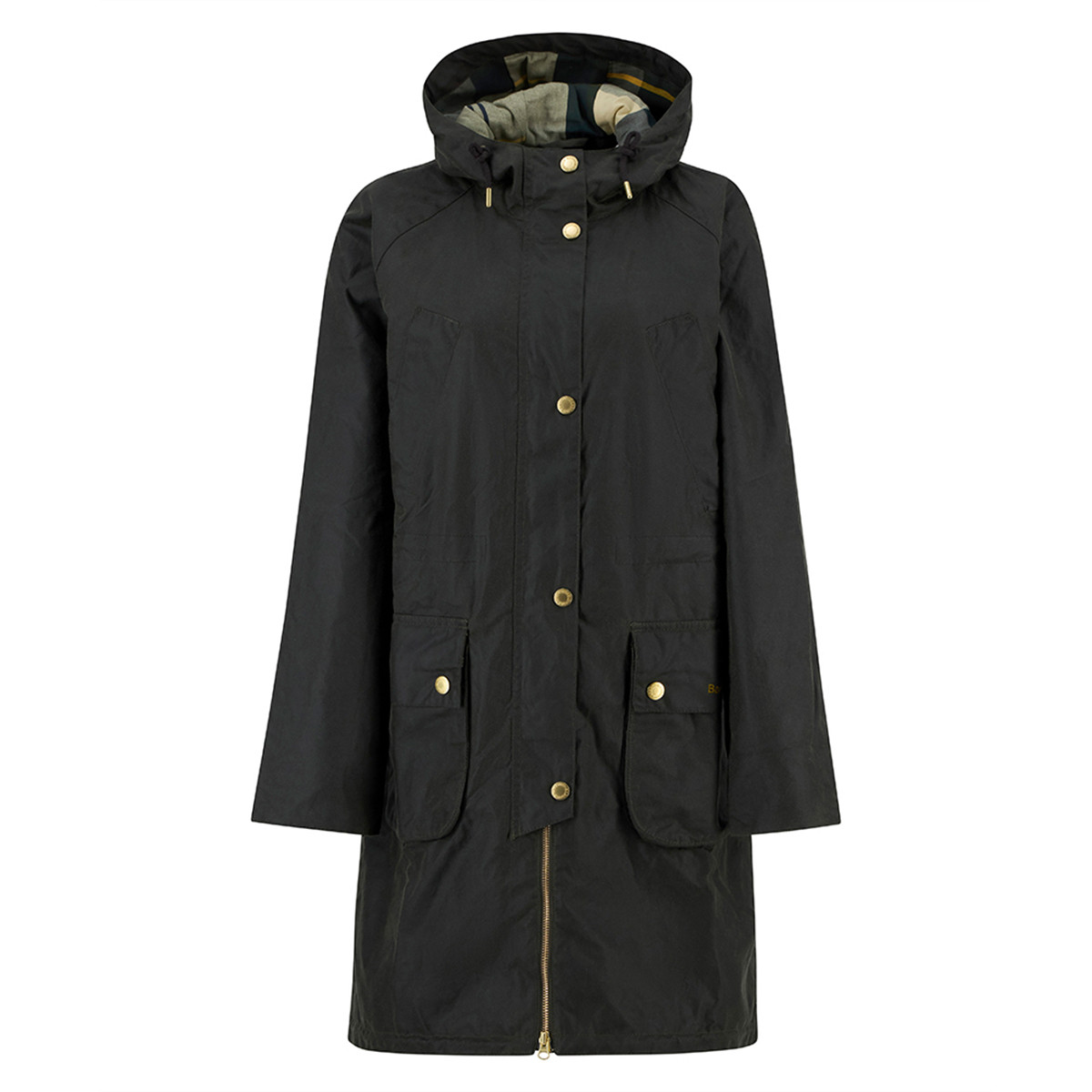 Barbour Women's Marcy Wax Parka - Fern/Ancient Tartan | Charlies