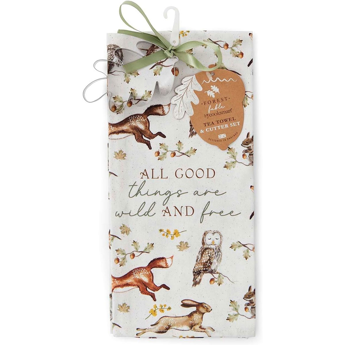 Cooksmart Forest Fable Tea Towel & Leaf Shaped Cutter Set | Charlies