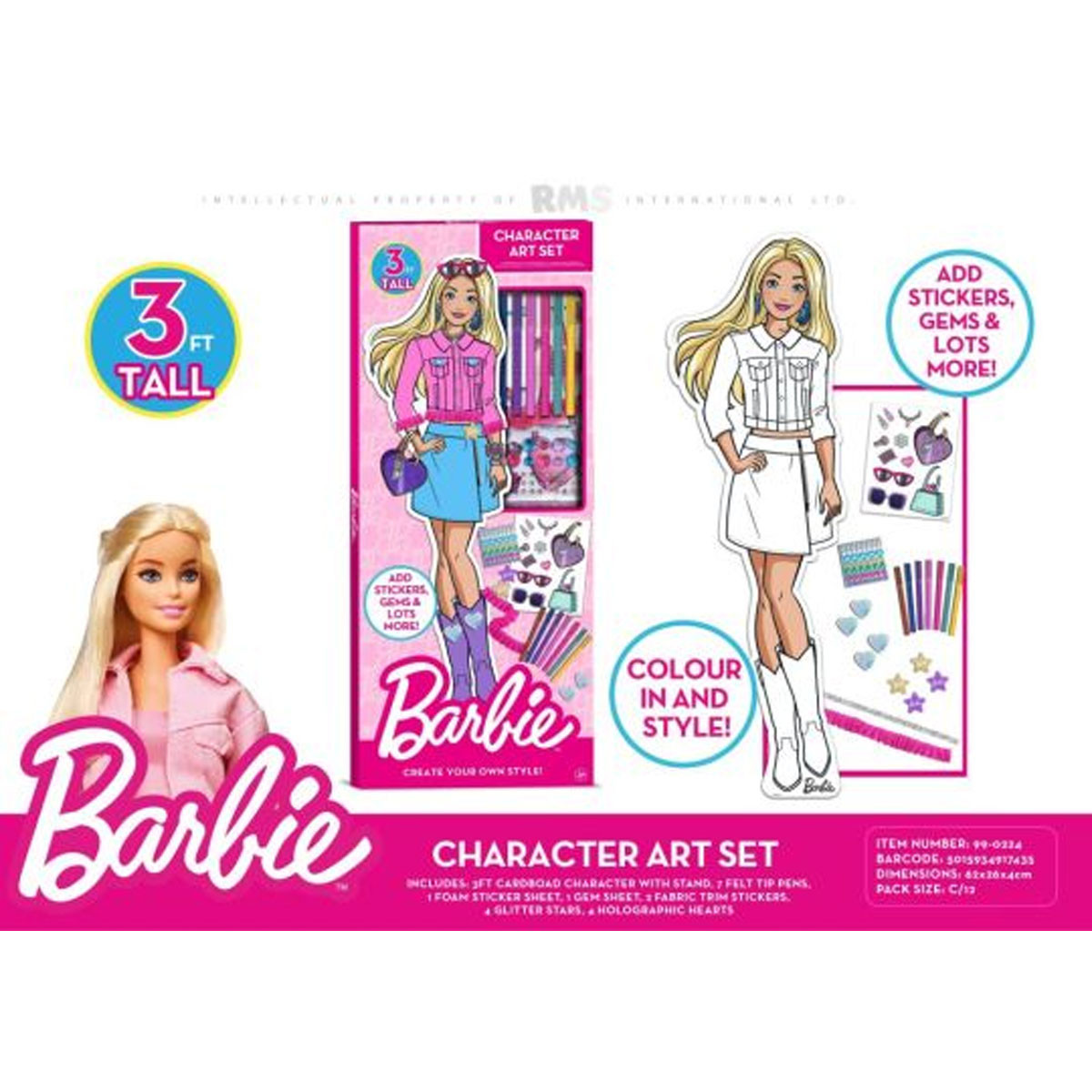 Barbie Lifesize Character Fashion Art Set - 3ft | Charlies