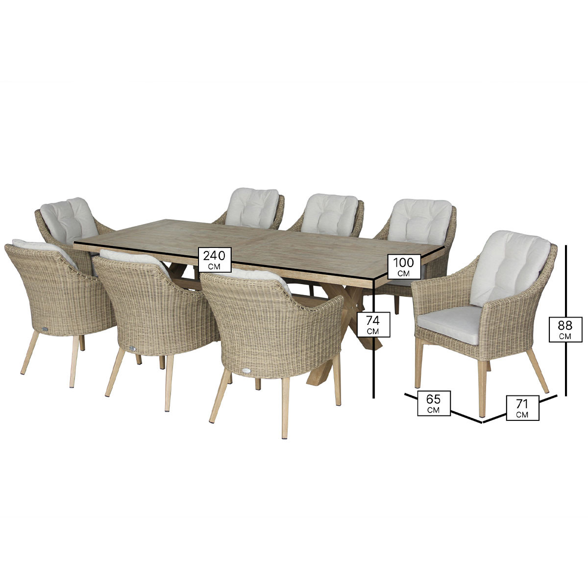 Bramblecrest Fairford 8 Seater Rattan Garden Furniture Dining Set with ...