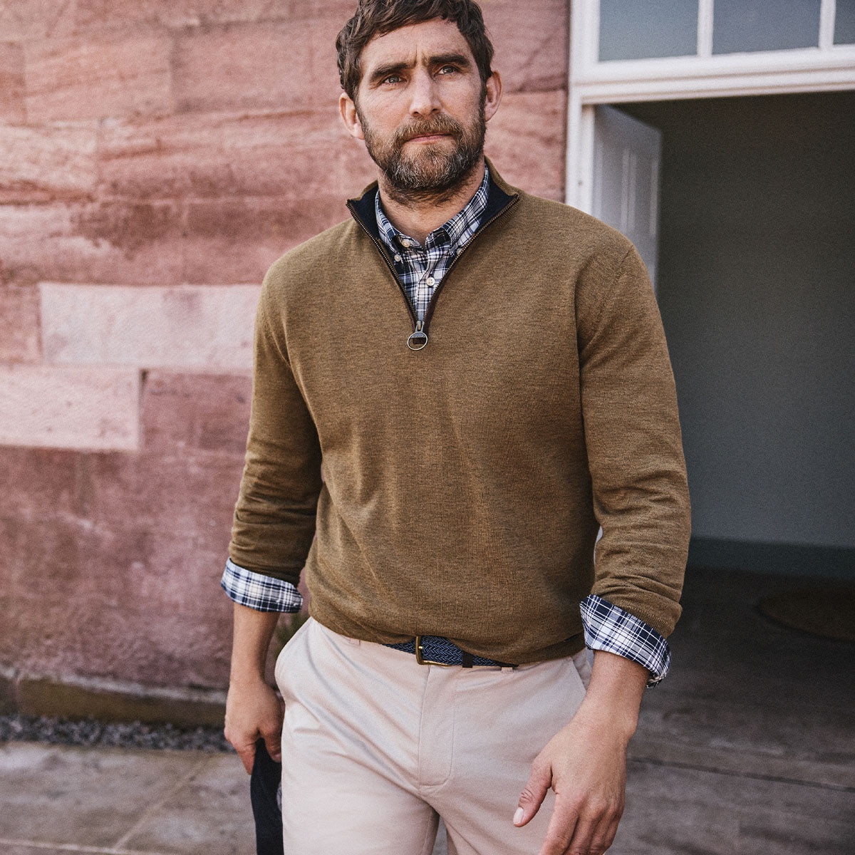 Barbour Men's Bayfield Half Zip Jumper - Russet | Charlies