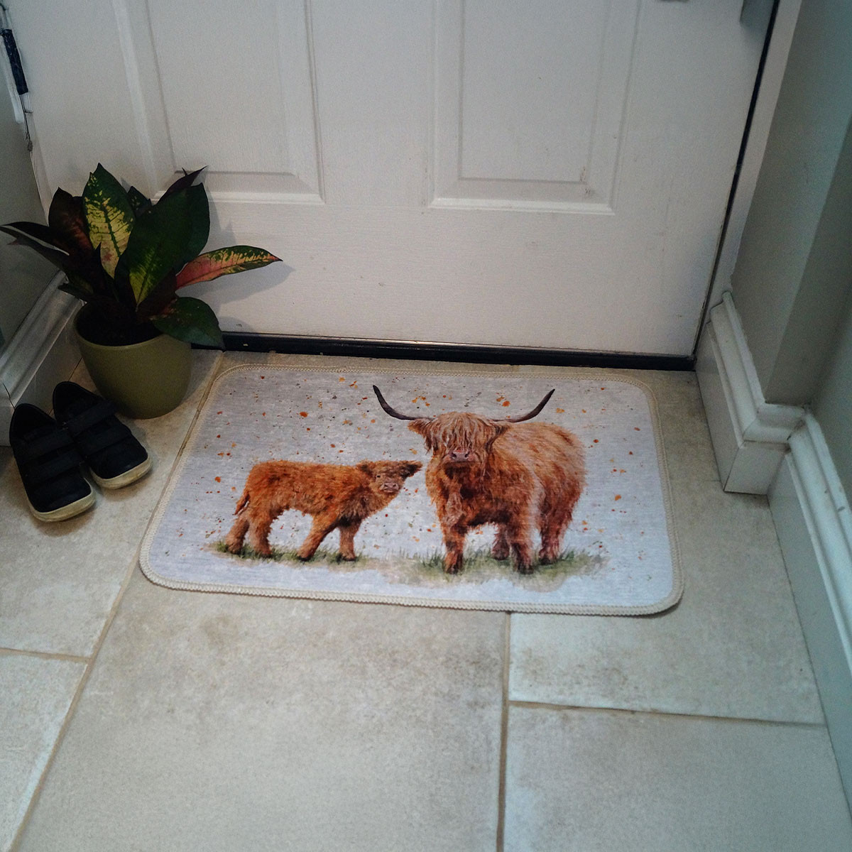 Bree Merryn Happy Highlands Cow Washable Doormat - 60cm x 40cm | Charlies