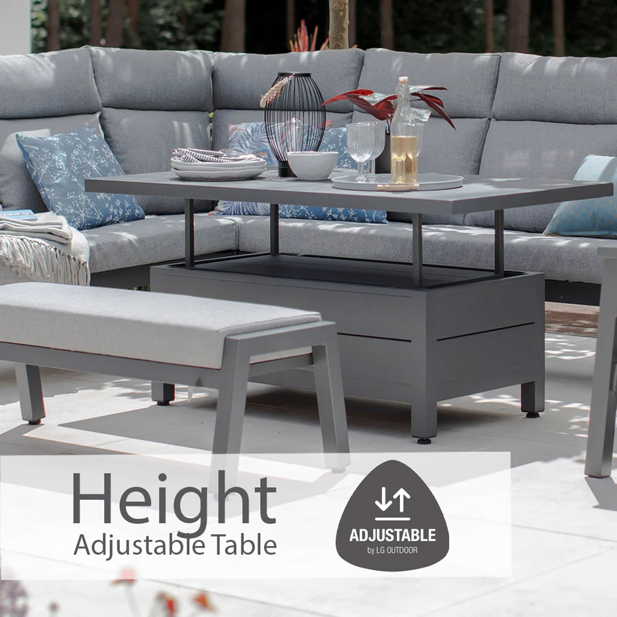 LG Outdoor Barcelona 8 Seater Aluminium Garden Furniture Corner Sofa ...