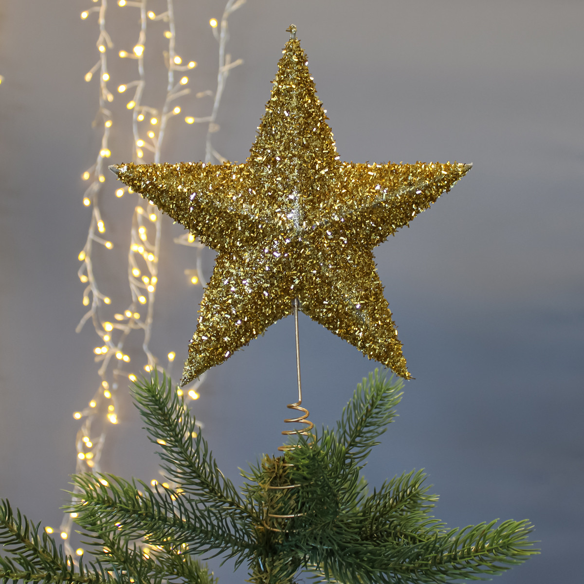 Gold Glitter Star Tree Topper - 24cm | Charlies