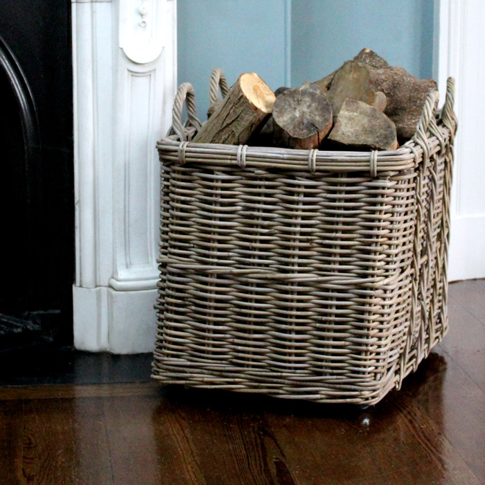 Large Rectangular Log Basket With Wheels | Charlies