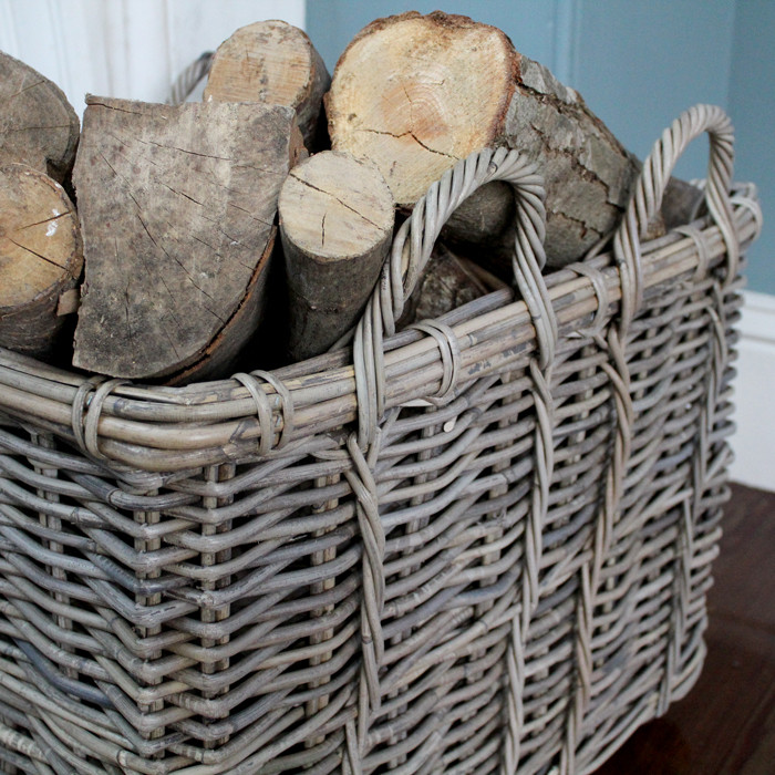 Large Rectangular Log Basket With Wheels | Charlies