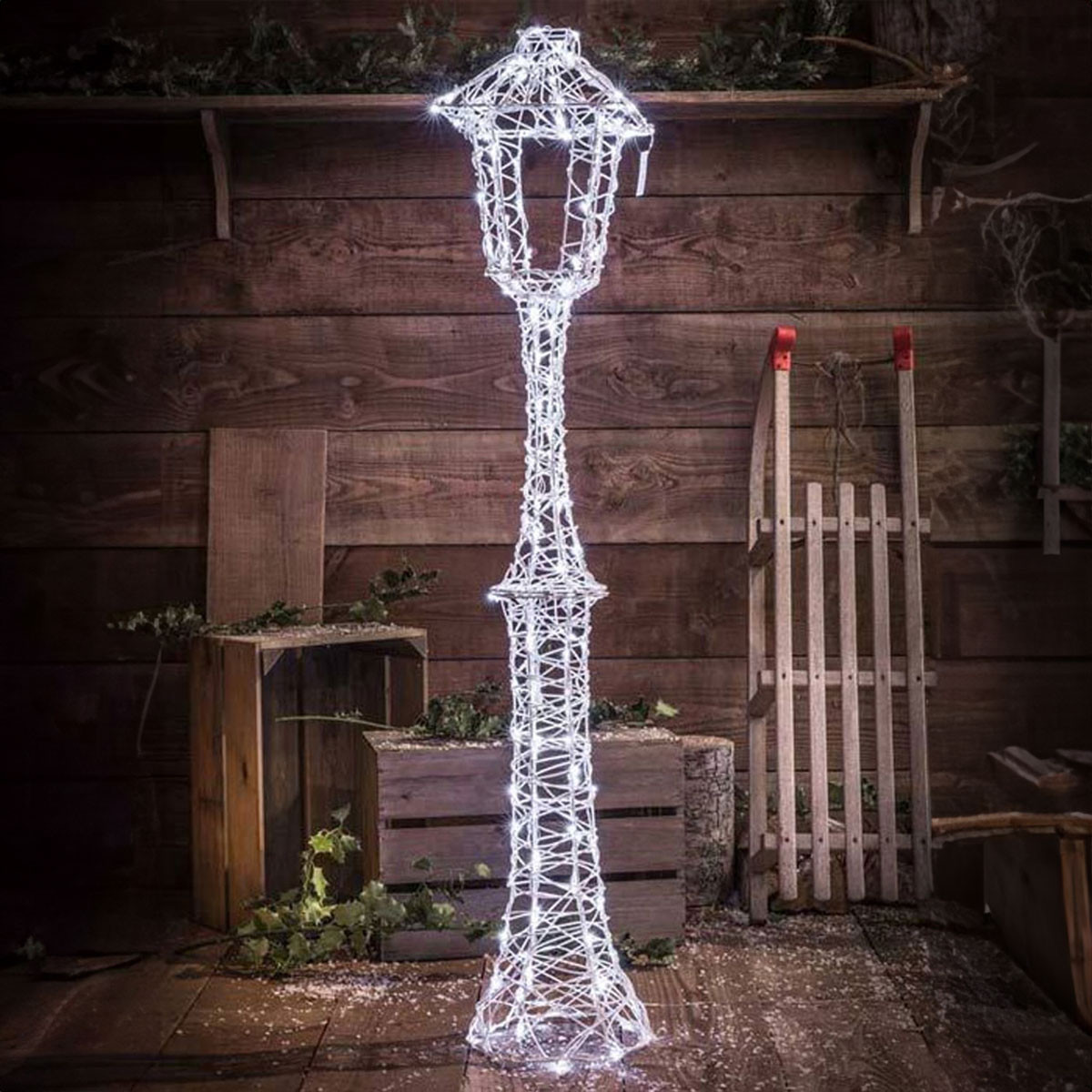 NOMA 1.5m Wicker Lamp Post LED Light Figure - White | Charlies