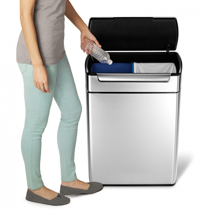 Simplehuman 48 Litre Touch Bar Recycler Bin - Stainless Steel | Charlies