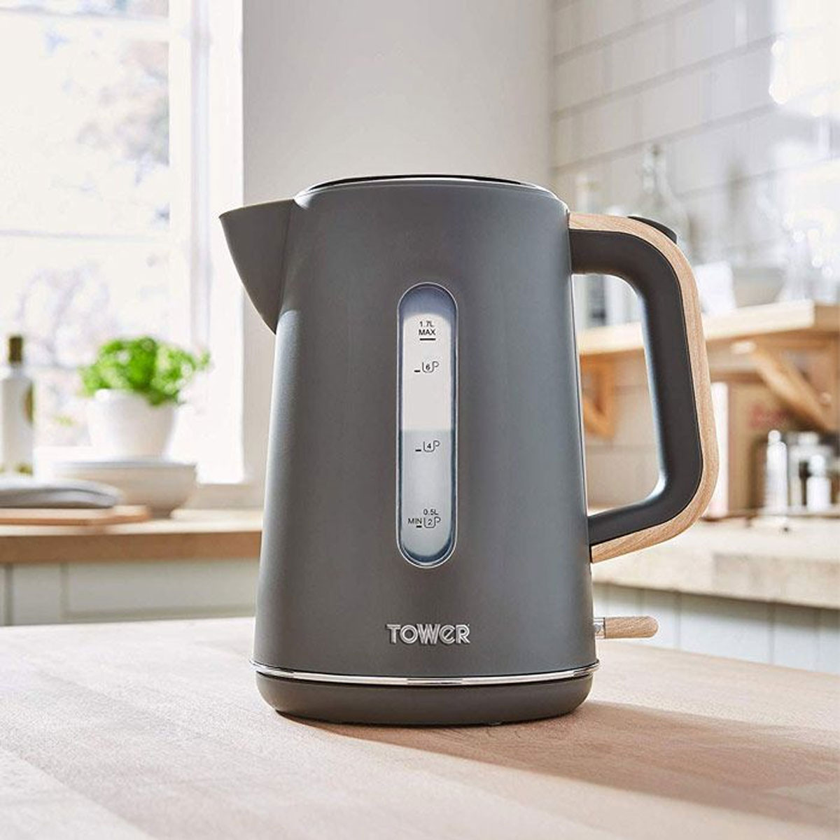 Tower Scandi Style Cordless Rapid Boil Kettle - Grey, 1.7L | Charlies