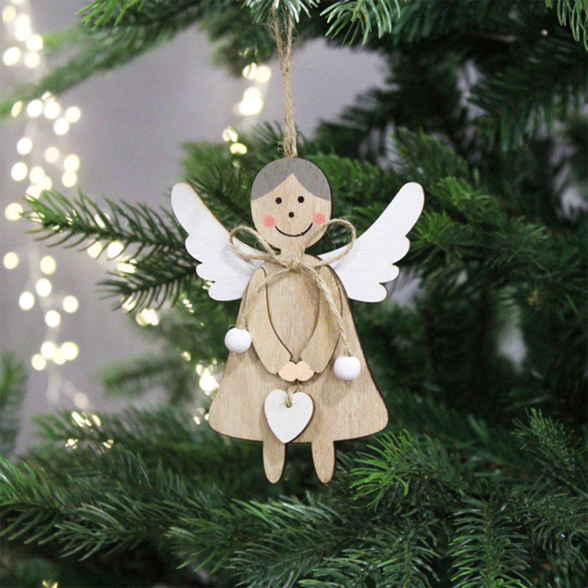 Wooden Angel Tree Decoration - 12cm | Charlies