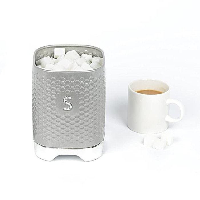 KitchenCraft Lovello Textured Sugar Canister – Shadow Grey | Canisters ...