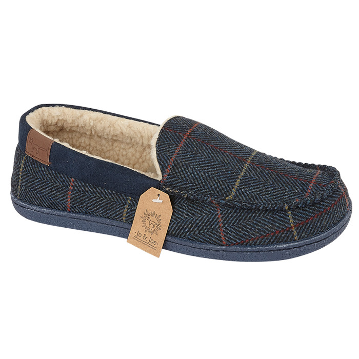 Jo & Joe Men's Glengarry Slippers - Navy | Charlies