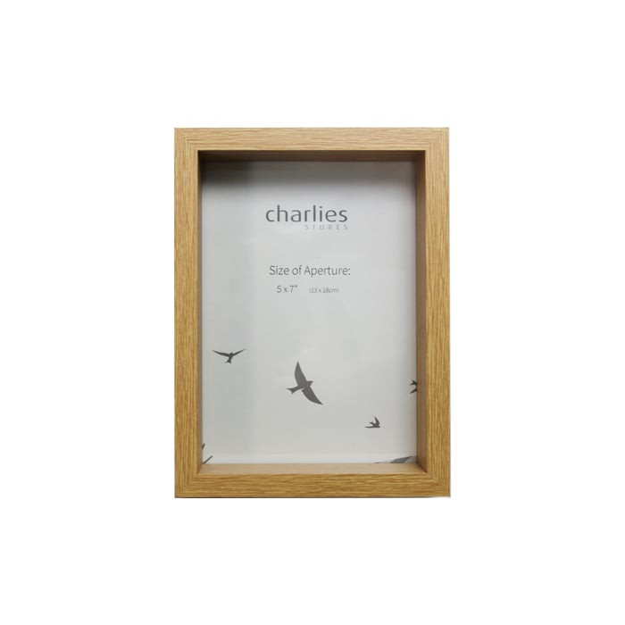 Medium Oak Box Wide Photo Frame – 5x7" | Charlies