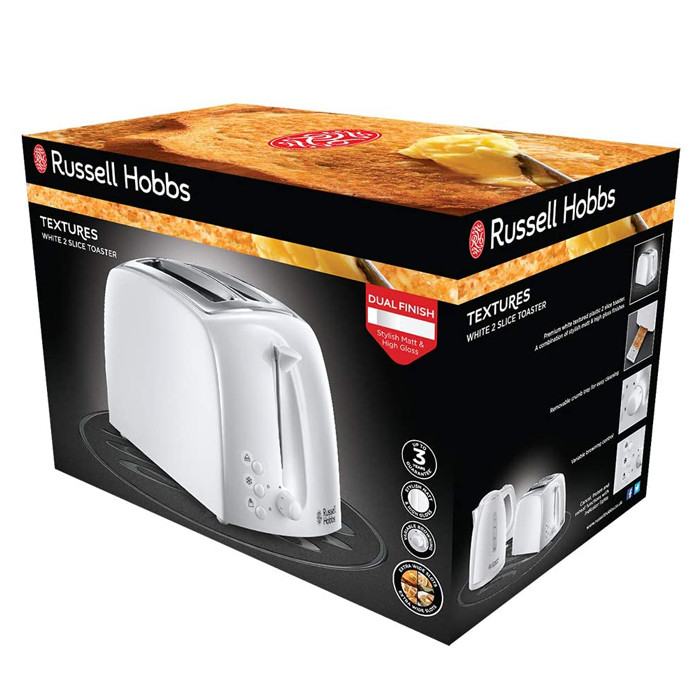 Russell Hobbs Textures 2 Slice Plastic Toaster – White | Toasters ...