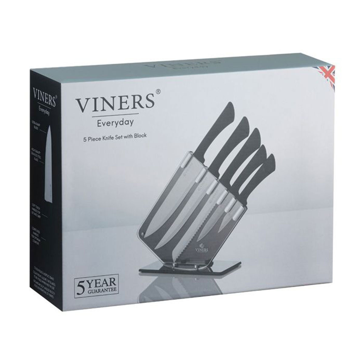 Viners Everyday 5 Piece Knife Block Set – Silver | Knife Blocks & Sets ...