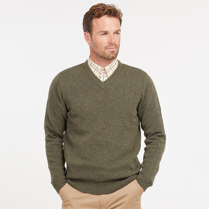 Barbour Men’s Nelson Essential V Neck Jumper - Seaweed | Charlies