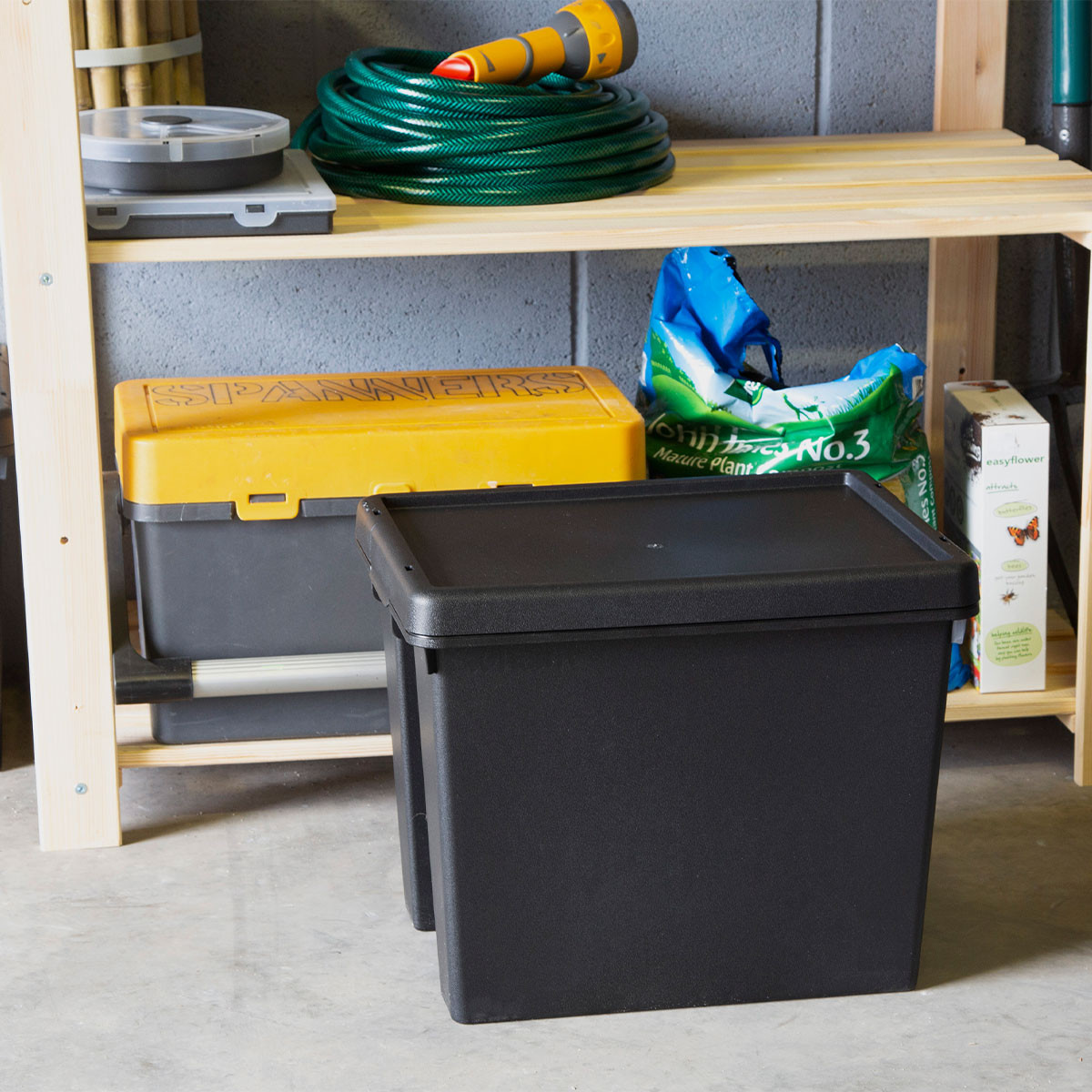 Wham Bam 24L Recycled Heavy Duty Storage Box with Lid - Black | Charlies