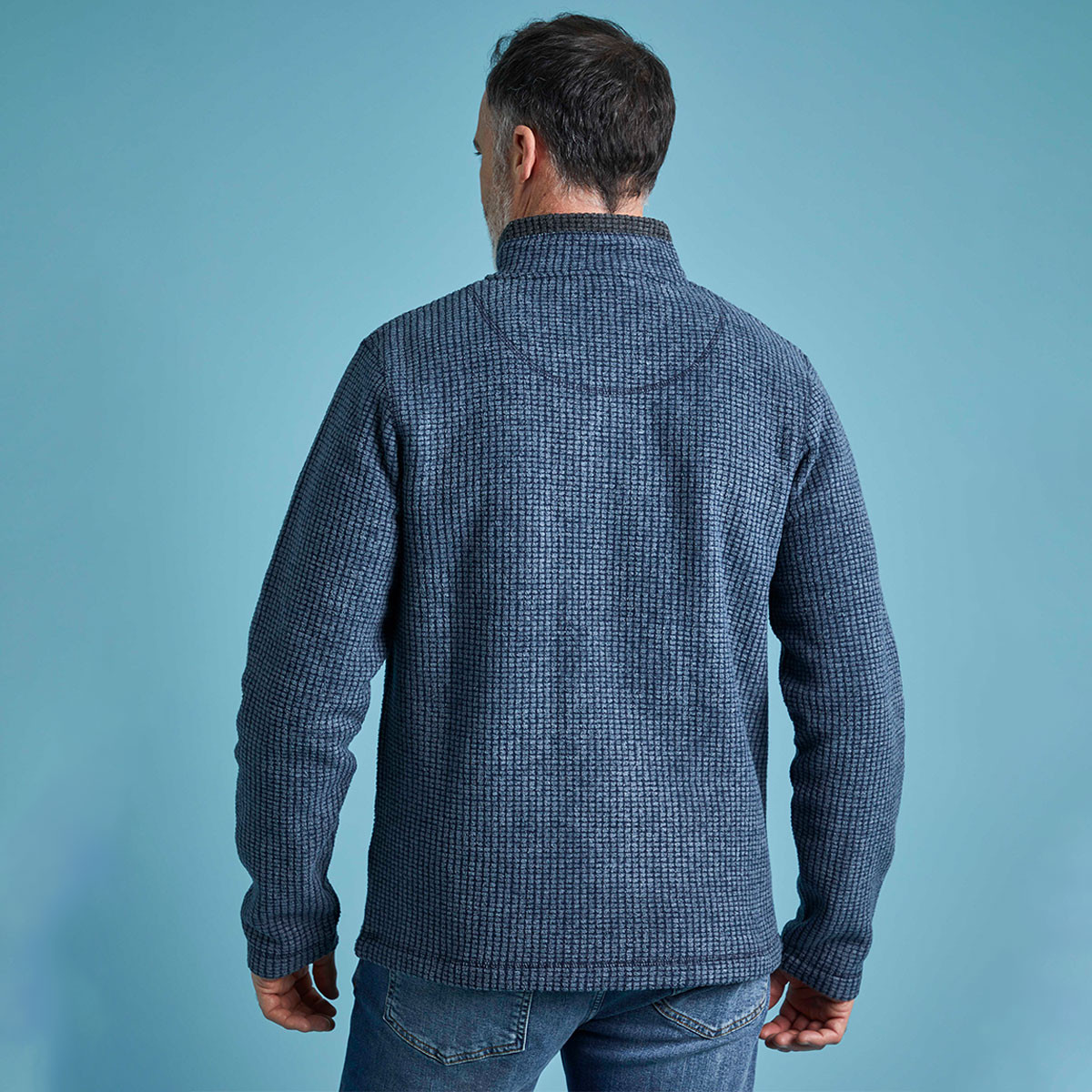 Weird Fish Men's Newark Quarter Zip Textured Fleece - Navy | Charlies