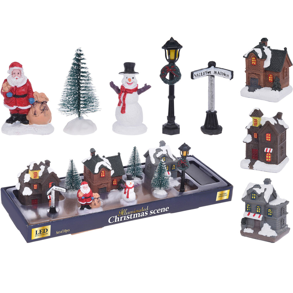 LED Illuminated Village Set – 10 Pcs | Charlies