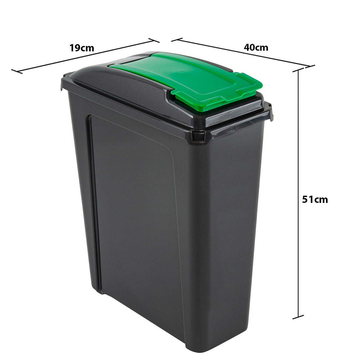 Wham Slimline Recycling Bin, 25 Litre - Red | Charlies