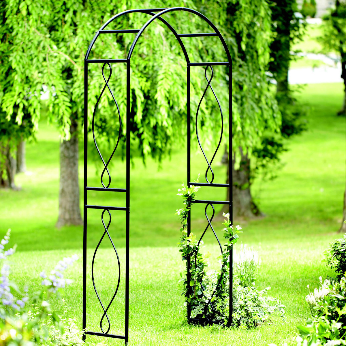Panacea Curved Top Metal Garden Arch, Black - 2.3m | Charlies