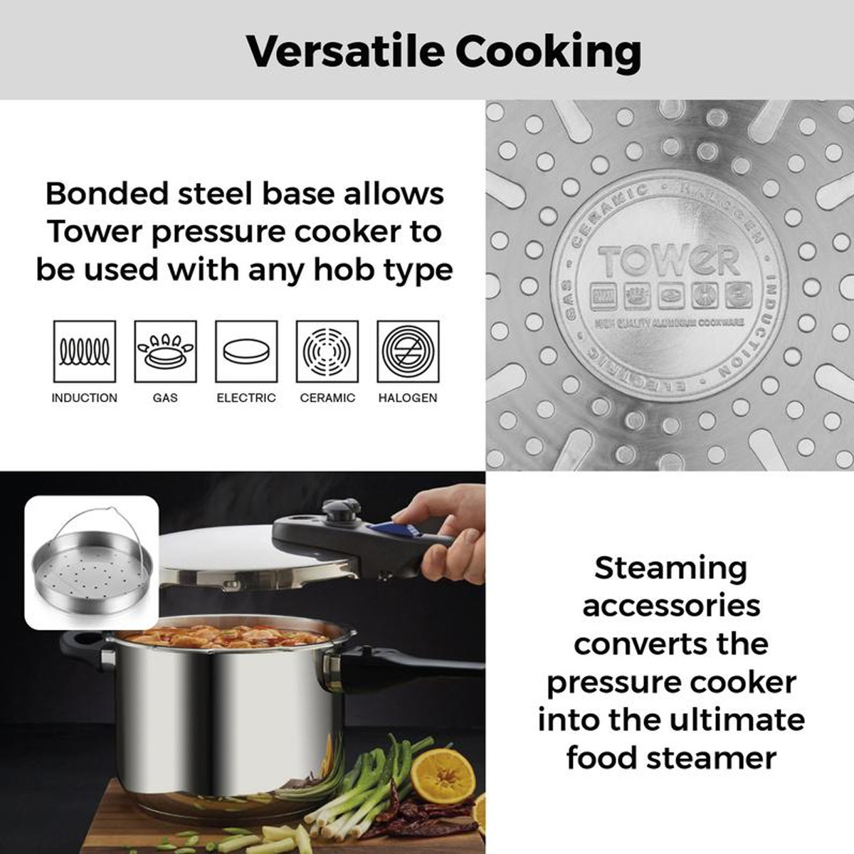 Tower T920004S6L Express Stainless Steel Pressure Cooker - 6 Litre ...