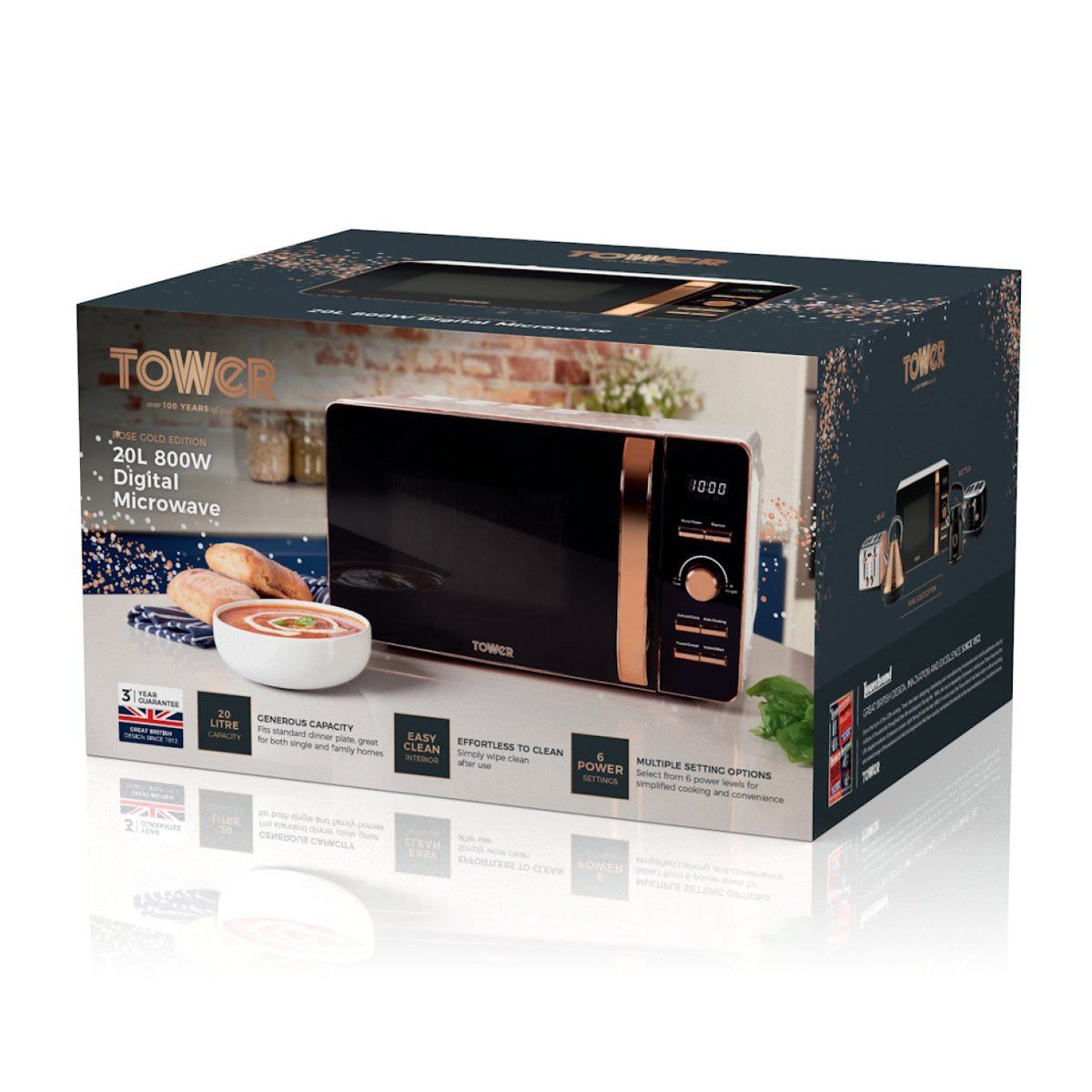 Tower 800W Digital Microwave, 20 Litre - Rose Gold | Charlies