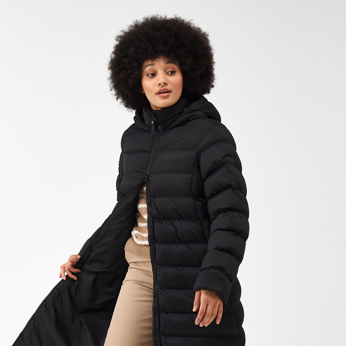 Regatta Women's Elender Quilted Long Coat - Black | Charlies