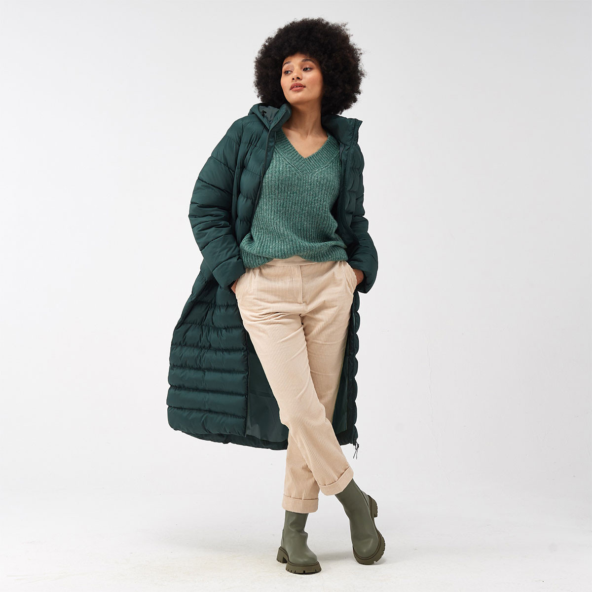 Regatta Women's Elender Quilted Long Coat - Darkest Spruce/ Quiet Green ...