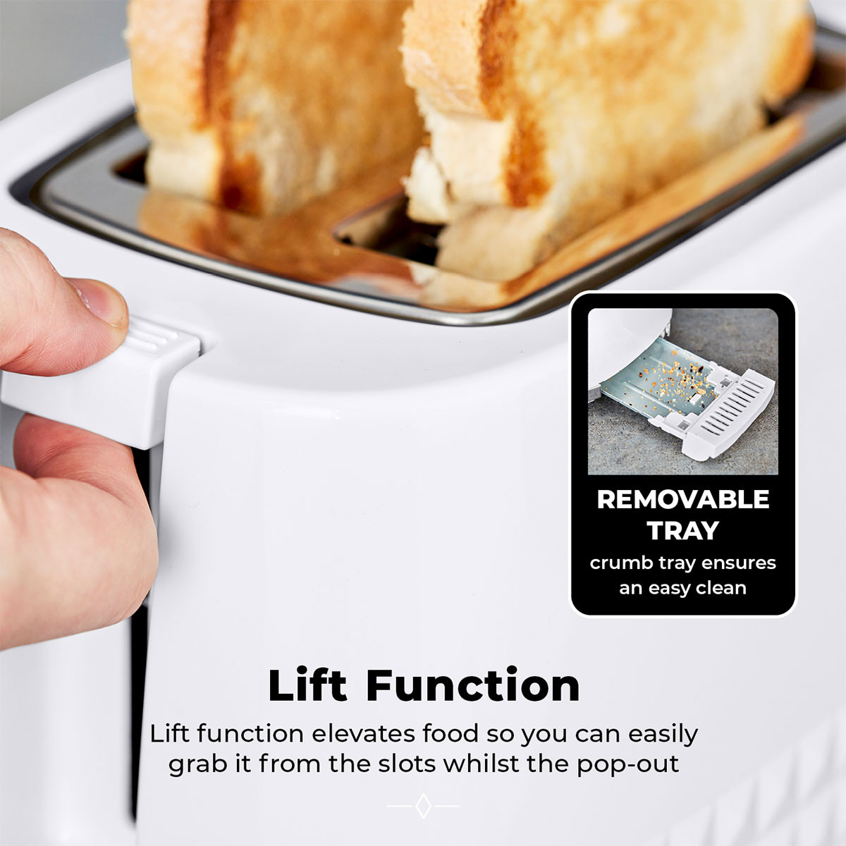 Tower Solitaire 2 Slice Toaster - White | Charlies
