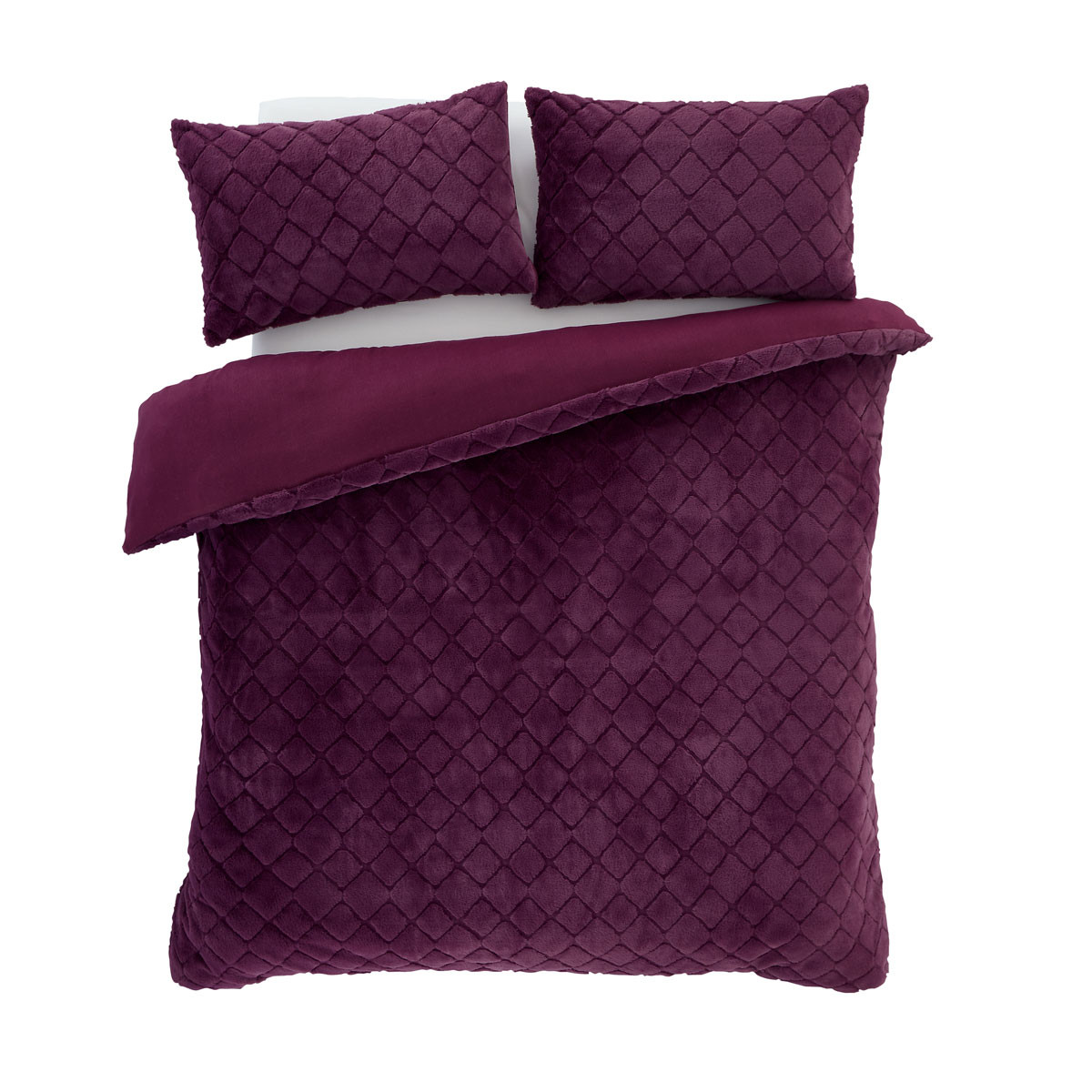 Catherine Lansfield Cosy Diamond Bedding Set - Plum | Charlies