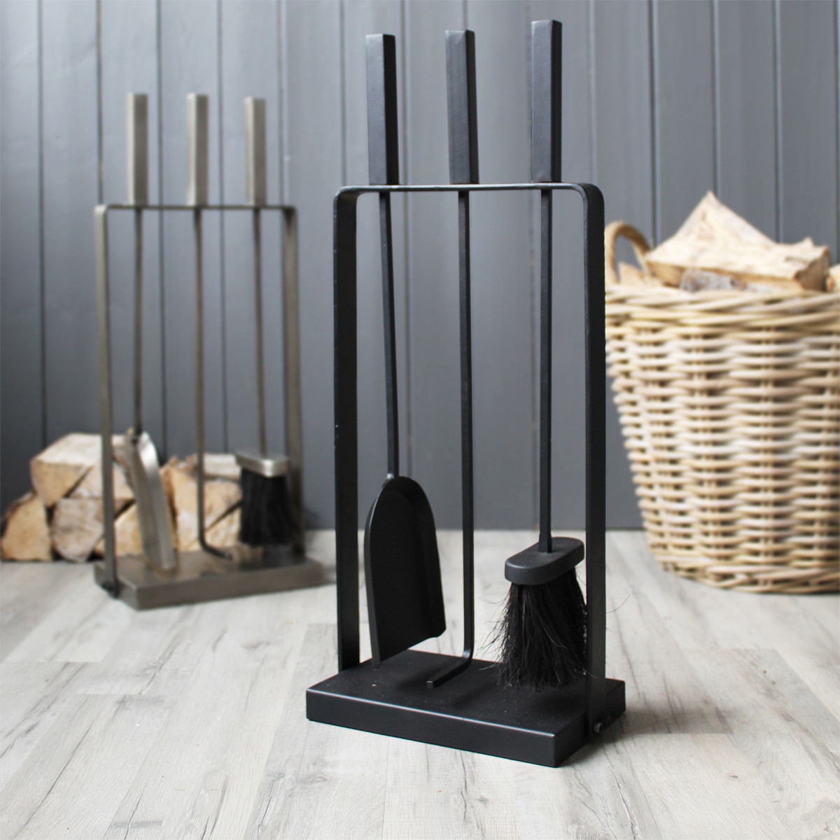 Mansion Contemporary Fireplace Companion Set - Black | Charlies