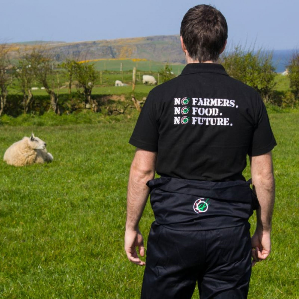 Grassmen 'No Farmers No Food No Future' Polo Shirt - Black | Charlies