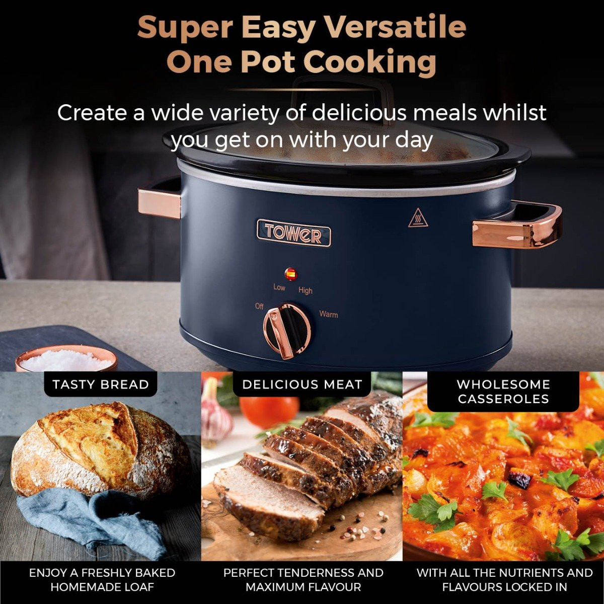Tower Cavaletto Slow Cooker, Blue - 3.5 Litre | Charlies