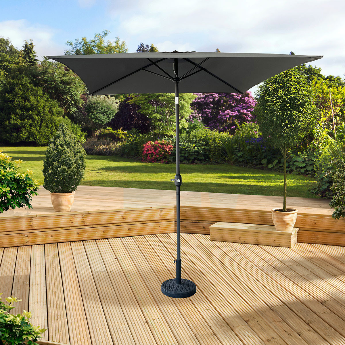 Pagoda 2.2m Crank & Tilt Square Parasol - Charcoal Grey | Charlies