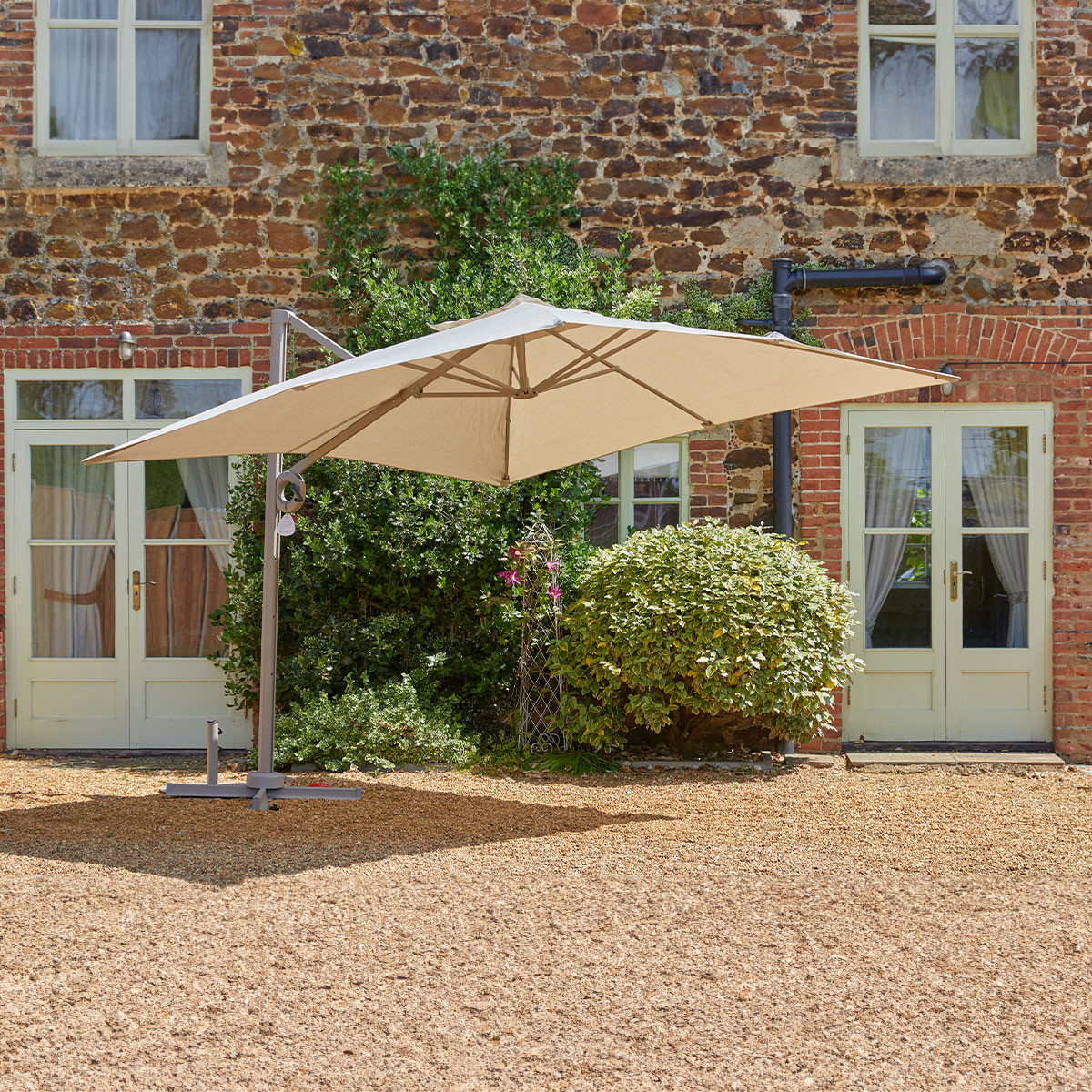 LG Outdoor 3m Deluxe Cantilever Square Parasol - Taupe | Charlies