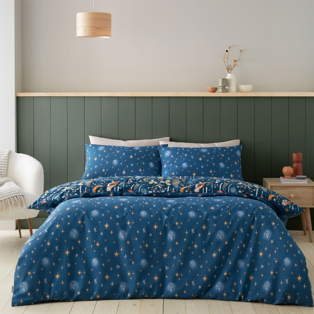 Catherine Lansfield Enchanted Twilight Reversible Bedding Set - Navy ...